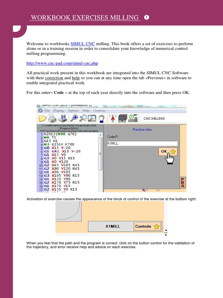 Workbook Milling Practice CNC | PDF | Business | Technology & Engineering