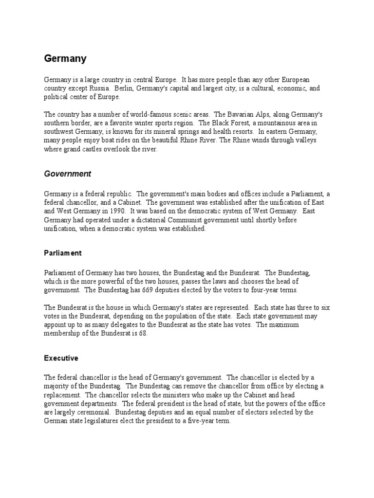 Germany: Government | PDF | Germany | World Politics