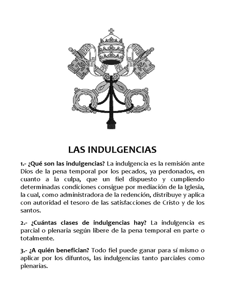 Las Indulgencias Folleto Explicativo Pdf Indulgencia Eucaristía