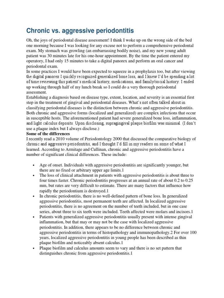 Chronic vs Aggressive periodontitis | Epidemiology | Medical Specialties