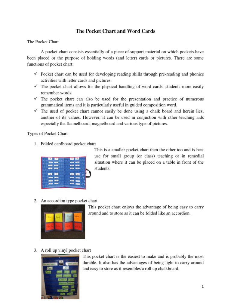 Report The Pocket Chart and Word Cards | PDF | Verb | Onomastics