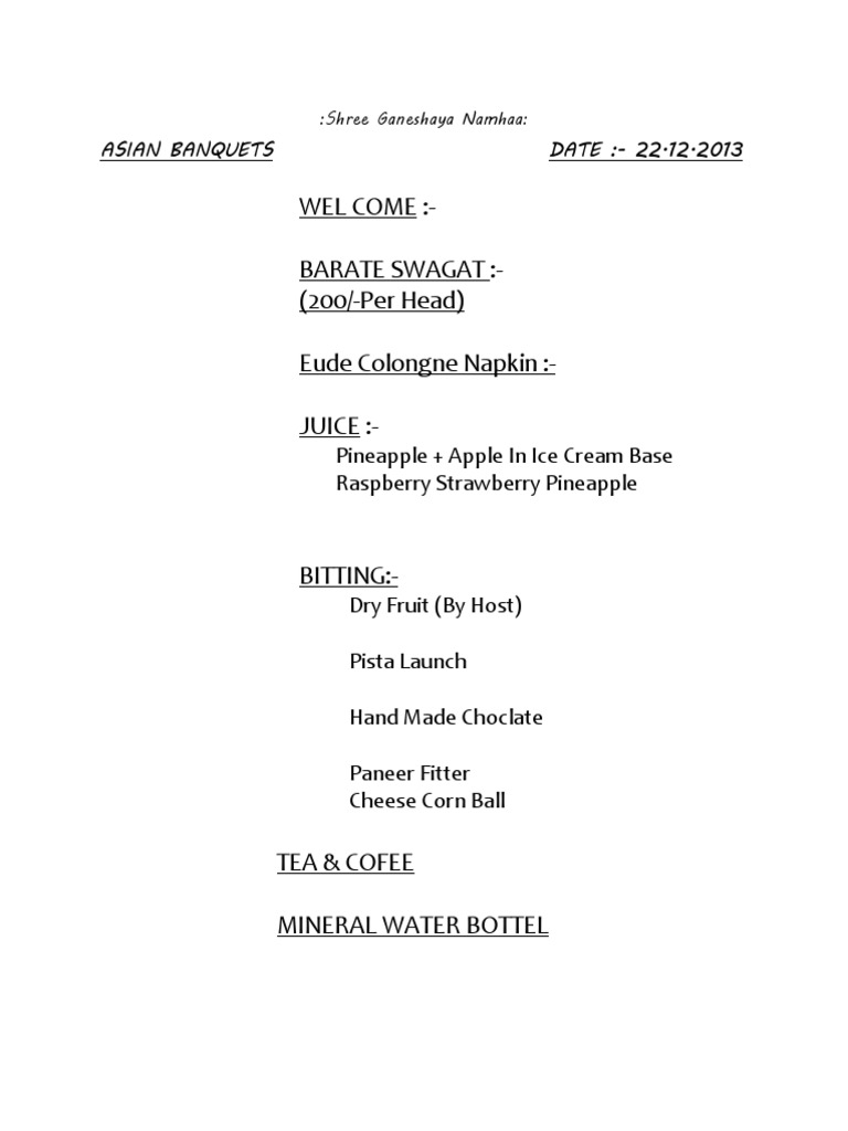 Asian Banquet Menu Highlights | PDF