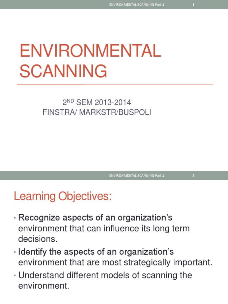 Environmental Scanning Part 1 | PDF | Strategic Management | Swot Analysis