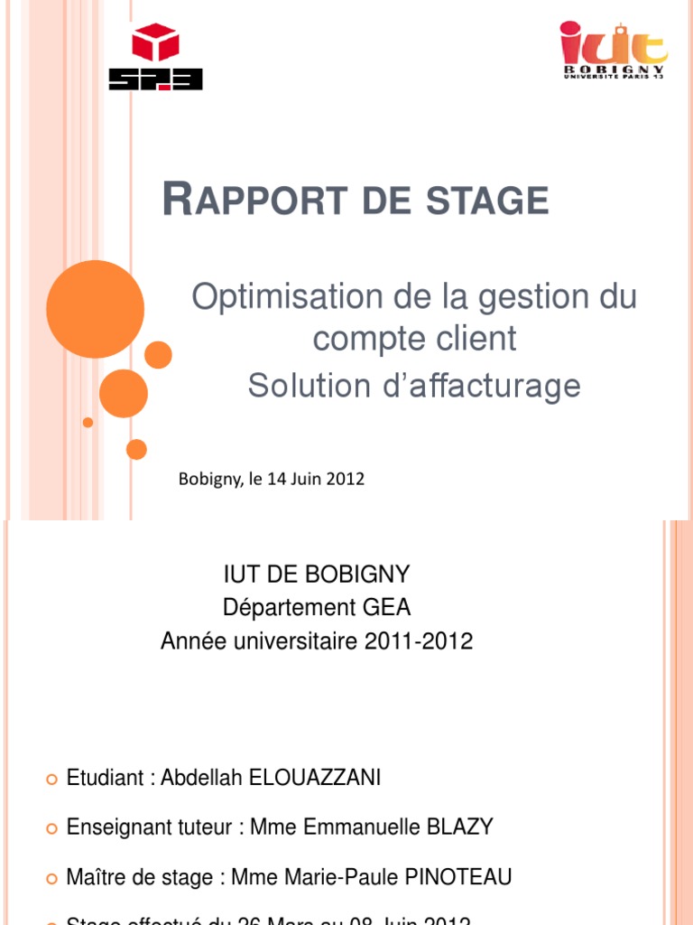 Presentation Rapport Stage | PDF | Bilan comptable | Chèque