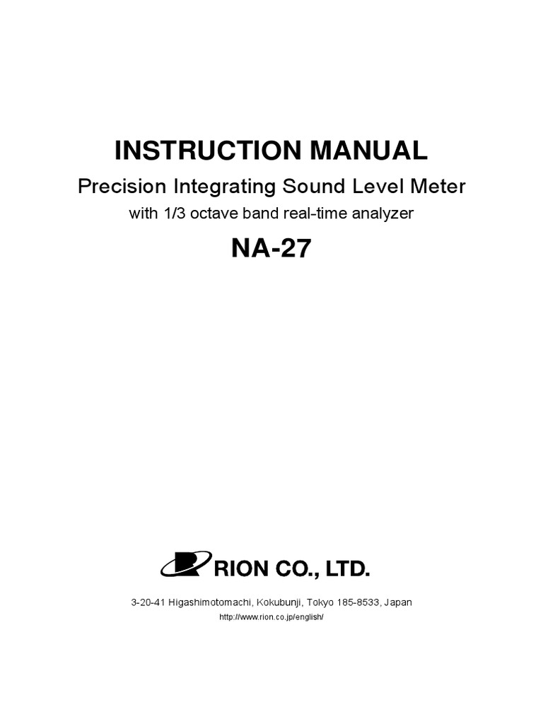 Rion NA-27 Manual | PDF | Microphone | Calibration