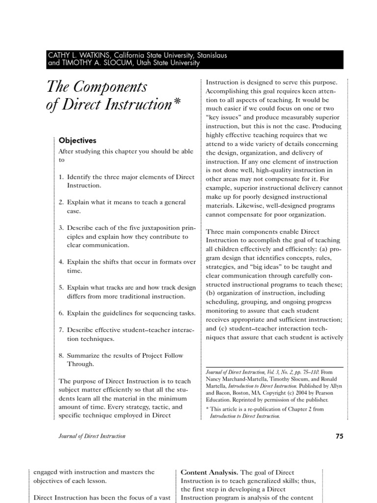 Direct Instruction | PDF | Learning | Teachers