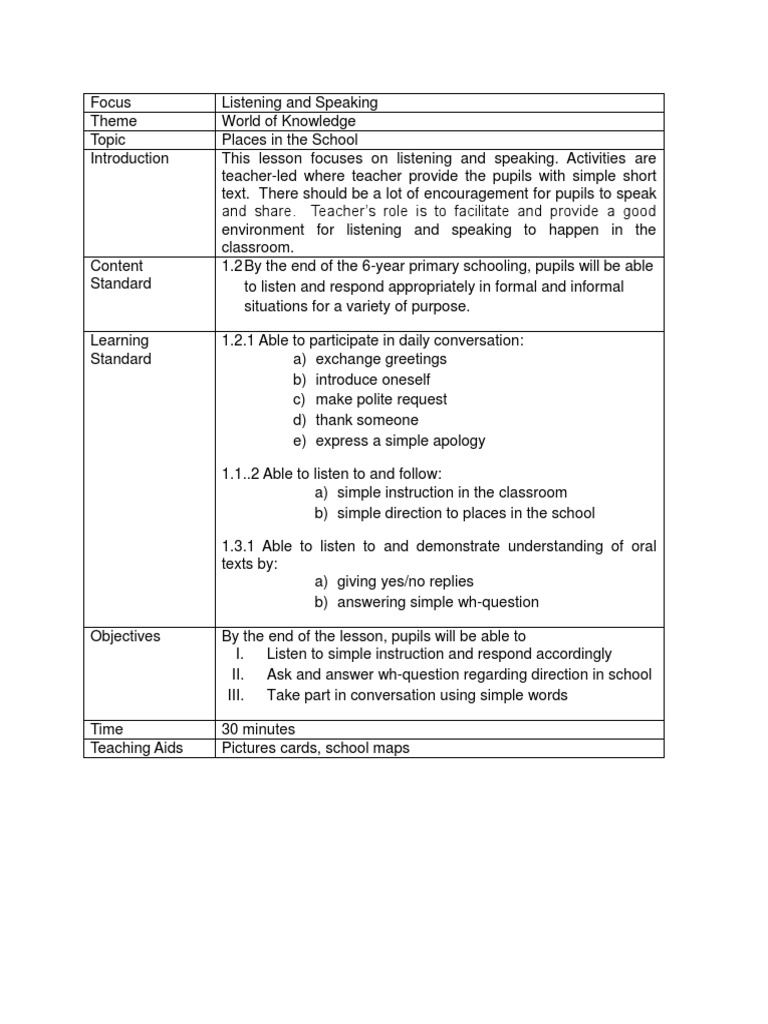 Lesson Plan Year One | PDF | Lesson Plan | Teachers
