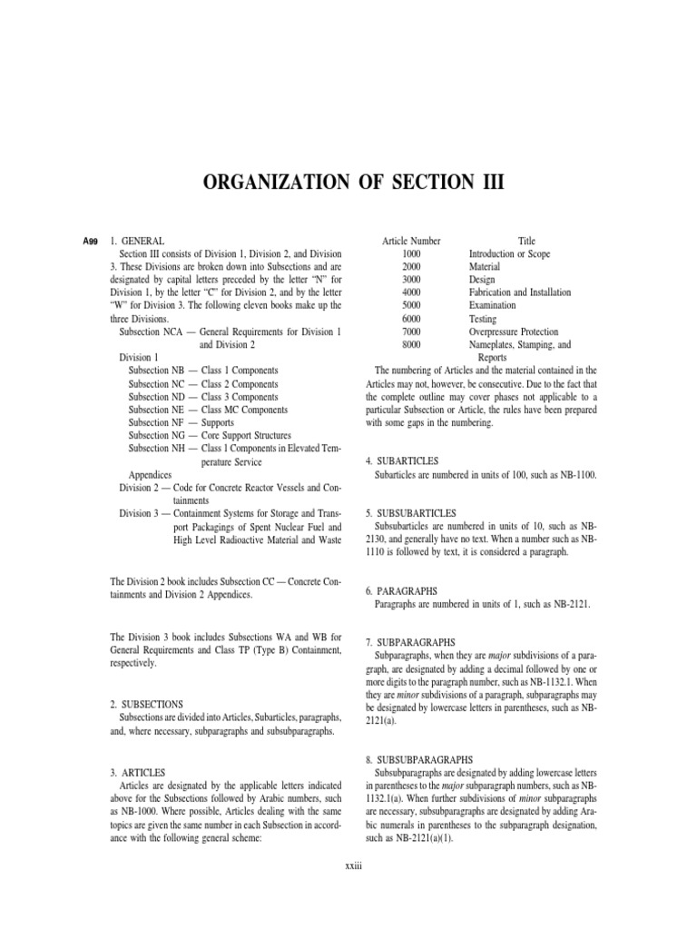 Organization of Section Iii: Asme B&PVC Sec31a$$fm 05-17-99 10:55:35 ...