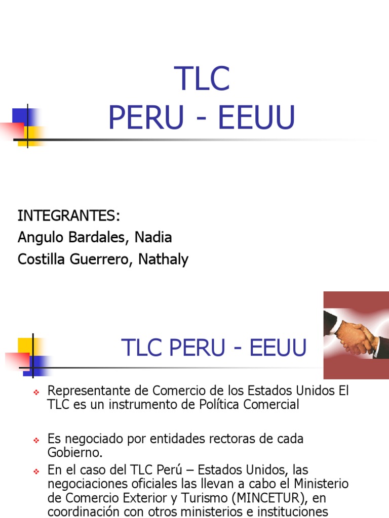 TLC Peru Eeuu | Tratado de Libre Comercio Norteamericano | Perú
