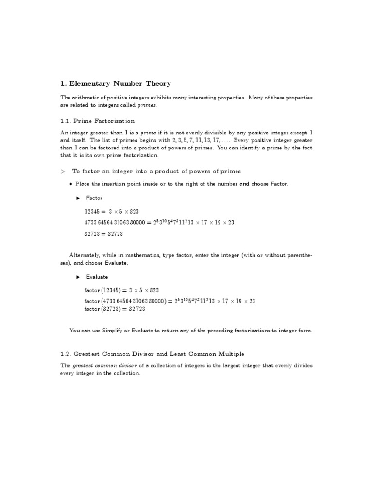 Elementary Number Theory Fundamentals | PDF | Prime Number | Integer