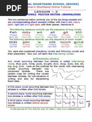 Pitman Shorthand Consonants And Vowels - truezfile