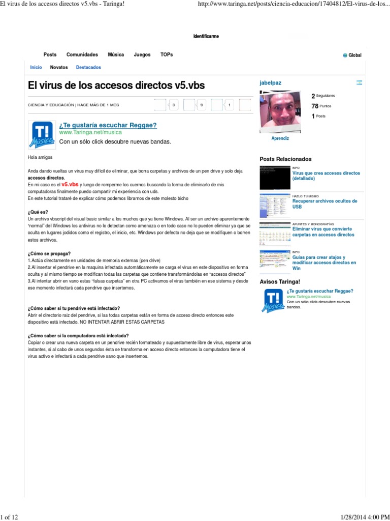 Eliminar v5.vbs Virus Script | PDF | Virus de computadora | Memoria USB
