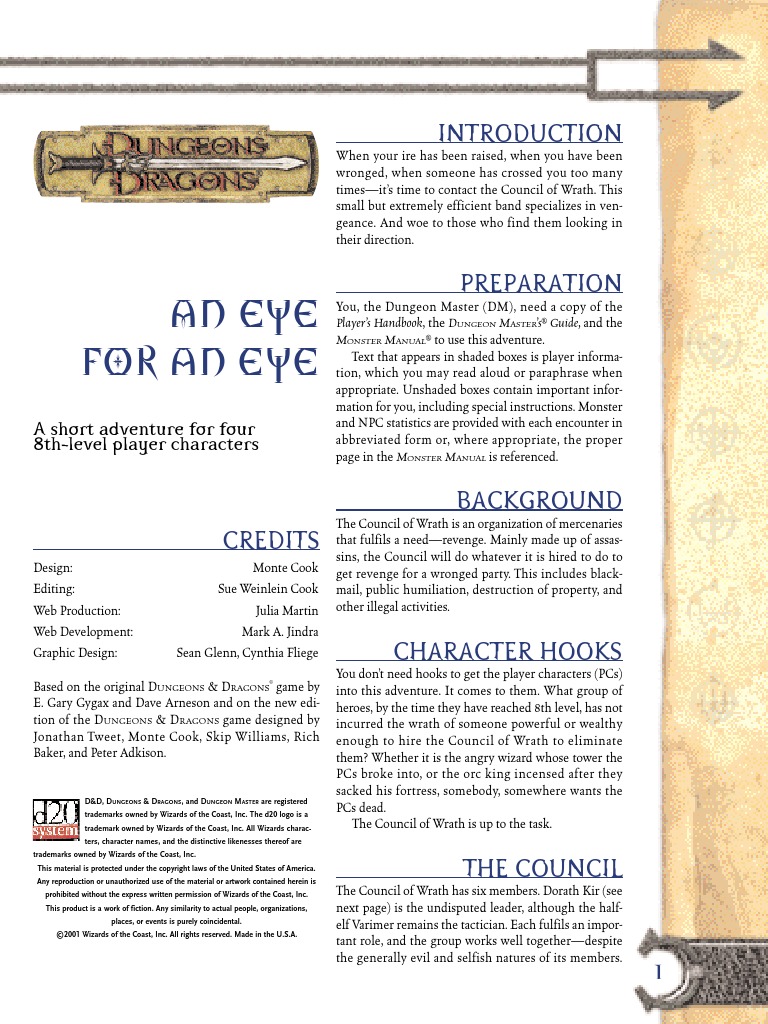 An Eye For An Eye | PDF | Dungeons & Dragons | Wizards Of The Coast