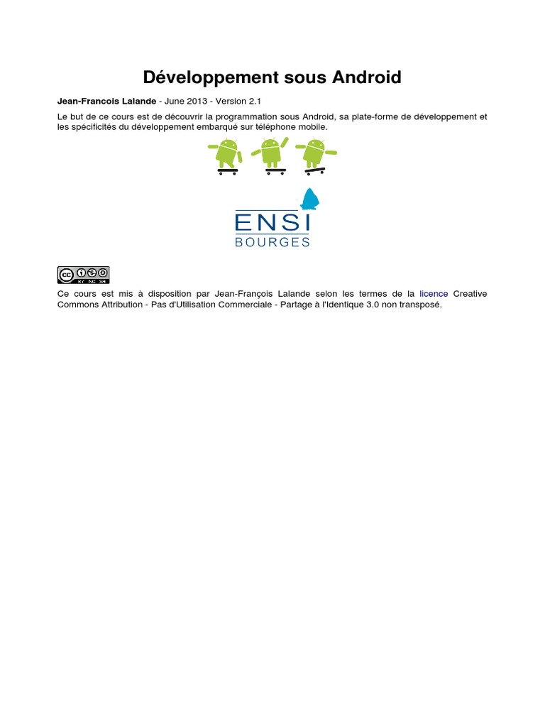 Cours Android | PDF | Android (Système d'exploitation) | Machine virtuelle