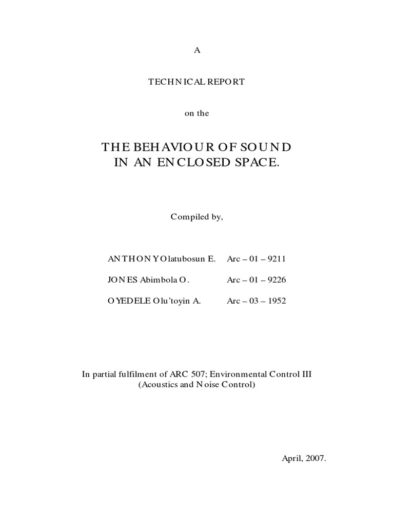 Behaviour of Sound in An Enclosed Space | PDF | Sound | Reflection ...