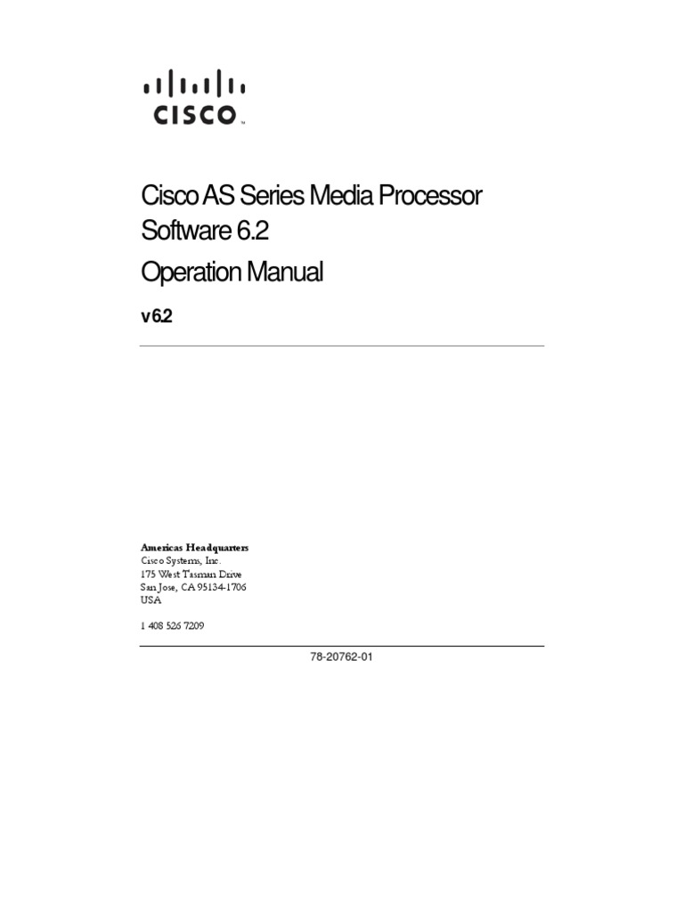 Cisco AS Series Media Processor Software 6.2 Operation Manual PDF | PDF ...