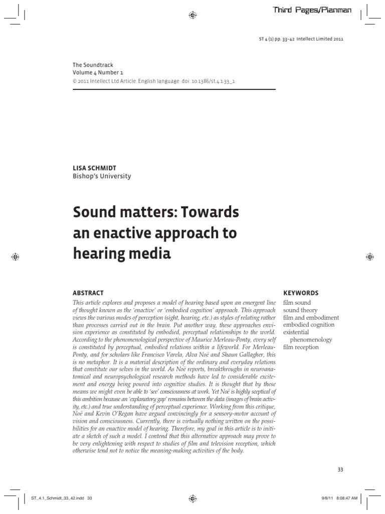 Sound Matters | PDF | Embodied Cognition | Perception