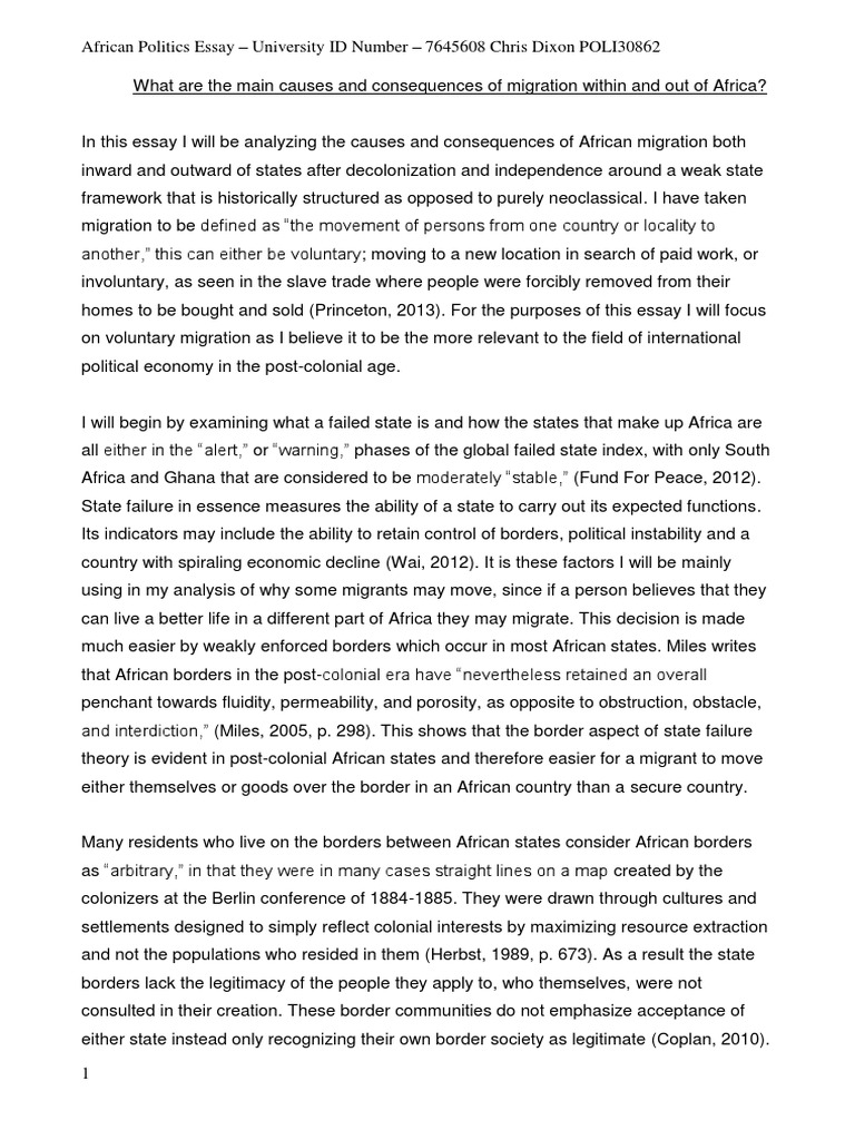 Causes and Effects of African Migration | PDF | Immigration | Human ...
