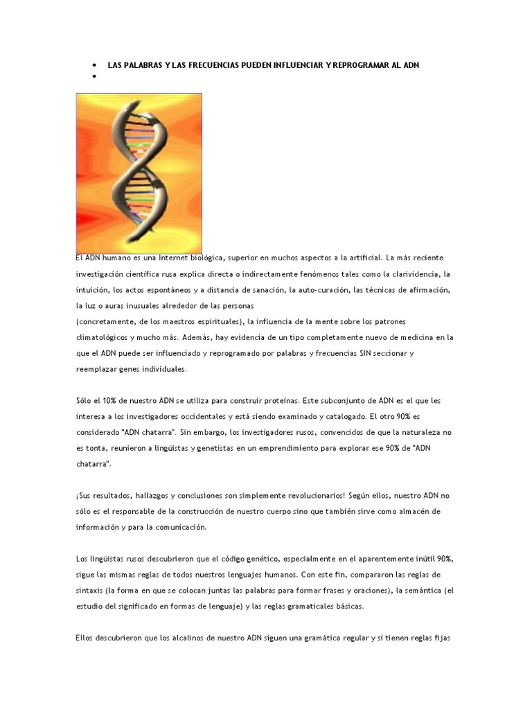 Reprogramación del ADN por lenguaje | PDF | Adn | Gene