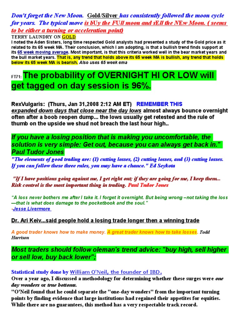 Trading Notes | PDF | Market Trend | Futures Contract