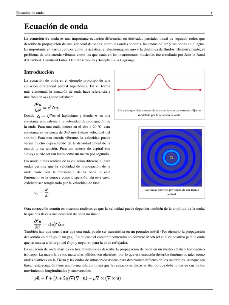 Ecuación De Onda Fundamentos Y Aplicaciones Pdf Olas Física