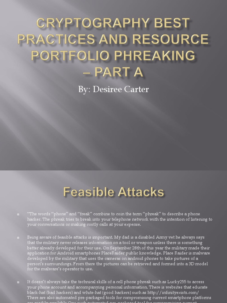 Cryptography Best Practices and Resource Portfolio Phreaking Presentation 1 | PDF | Public Key ...