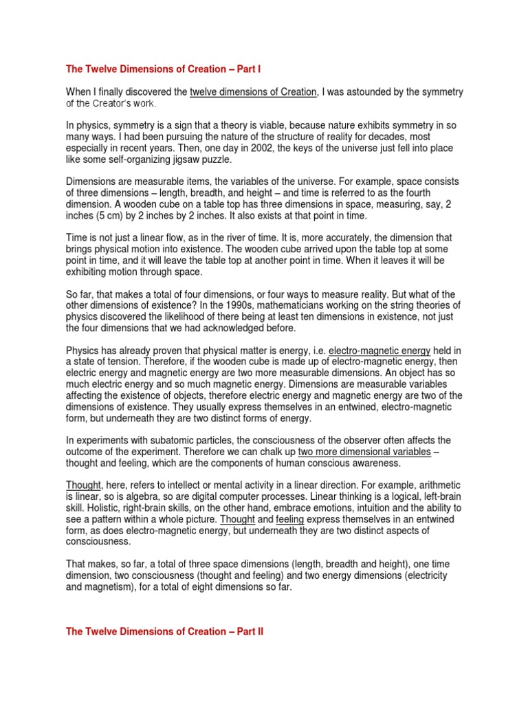 The Twelve Dimensions of Creation | PDF | Dimension | Universe