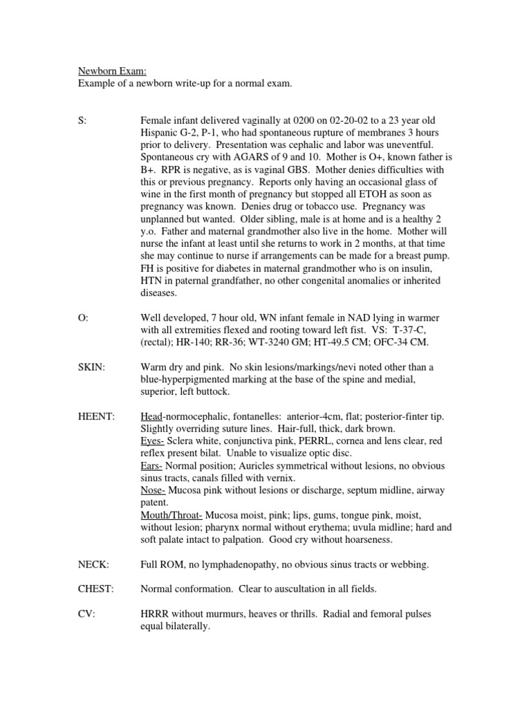 MCH Newborn Soap Notewh | Download Free PDF | Infants | Pregnancy