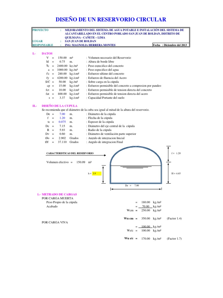 Diseño de Reservorio Circular Roldan | PDF | Hazme | Ingeniería