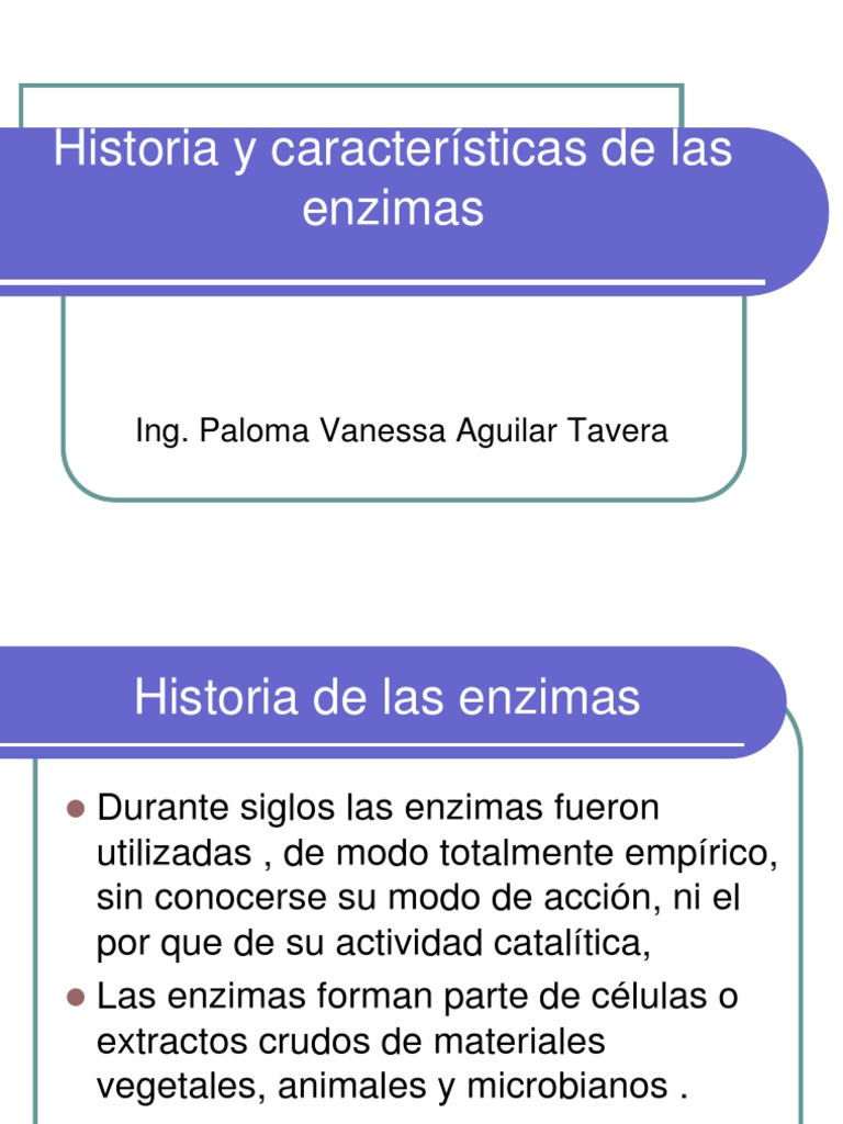 Historia y Caracteristicas de Las Enzimas 1 | PDF | Enzima | Péptido
