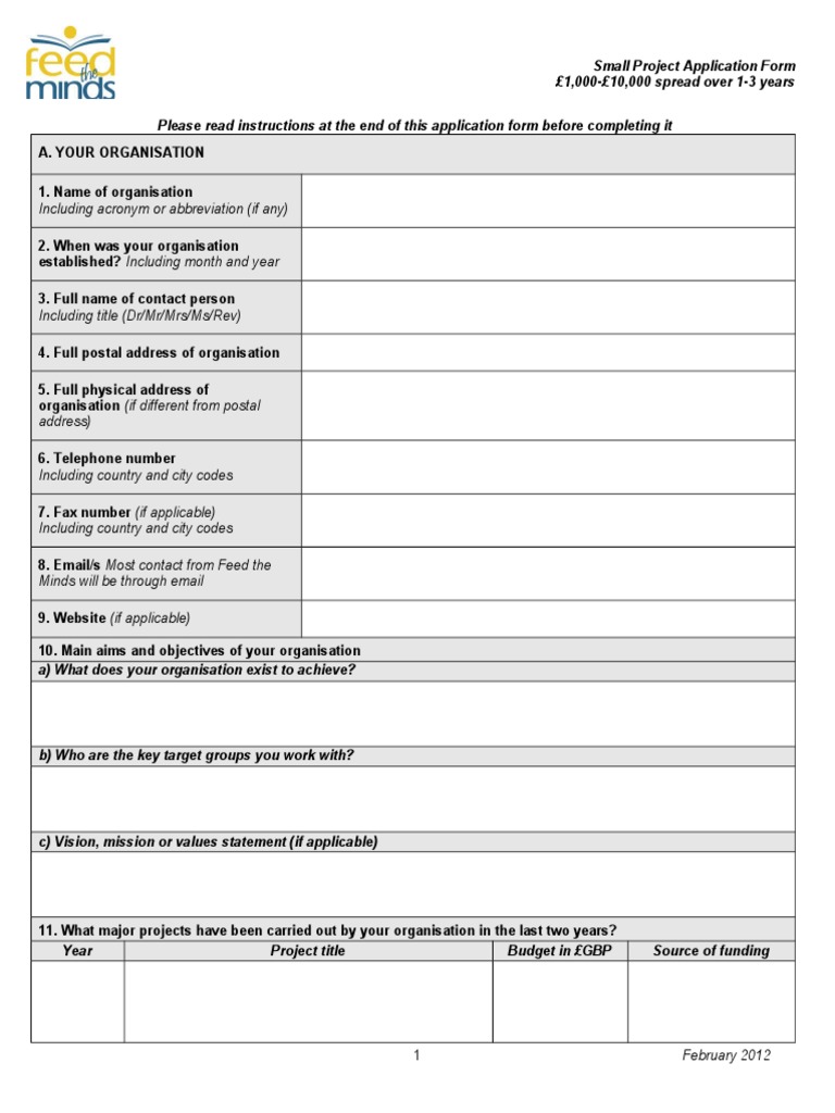 Small Project Application Form | PDF | Evaluation | Economies
