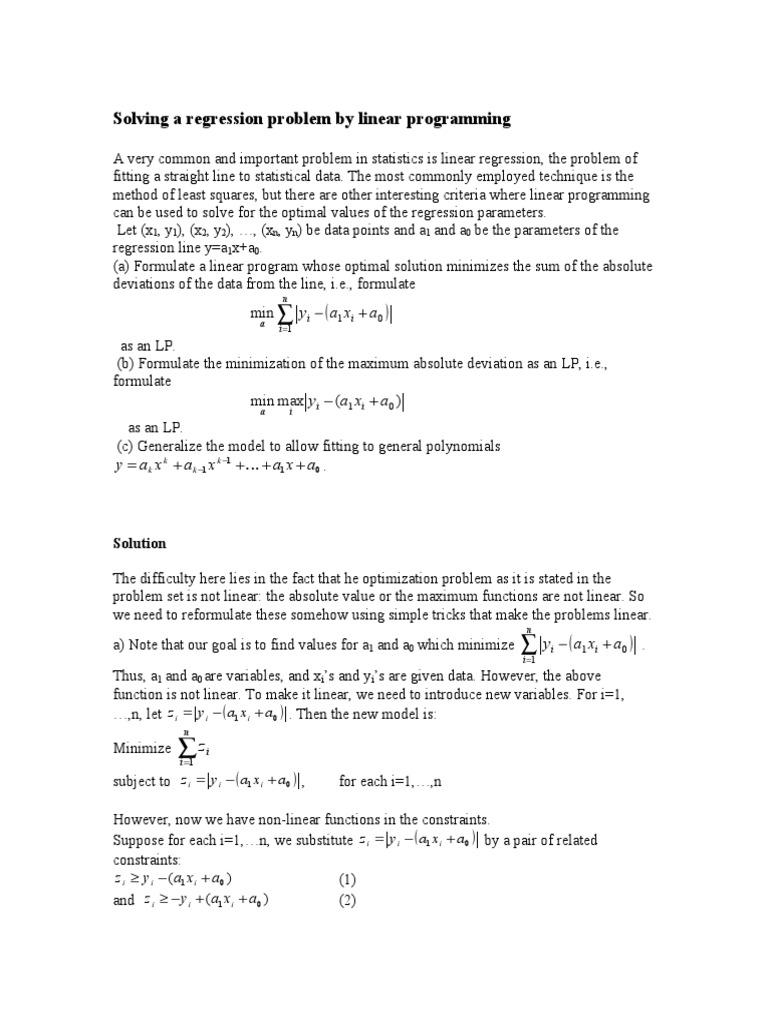 Regression AMPL Modeling | PDF | Regression Analysis | Linear Programming