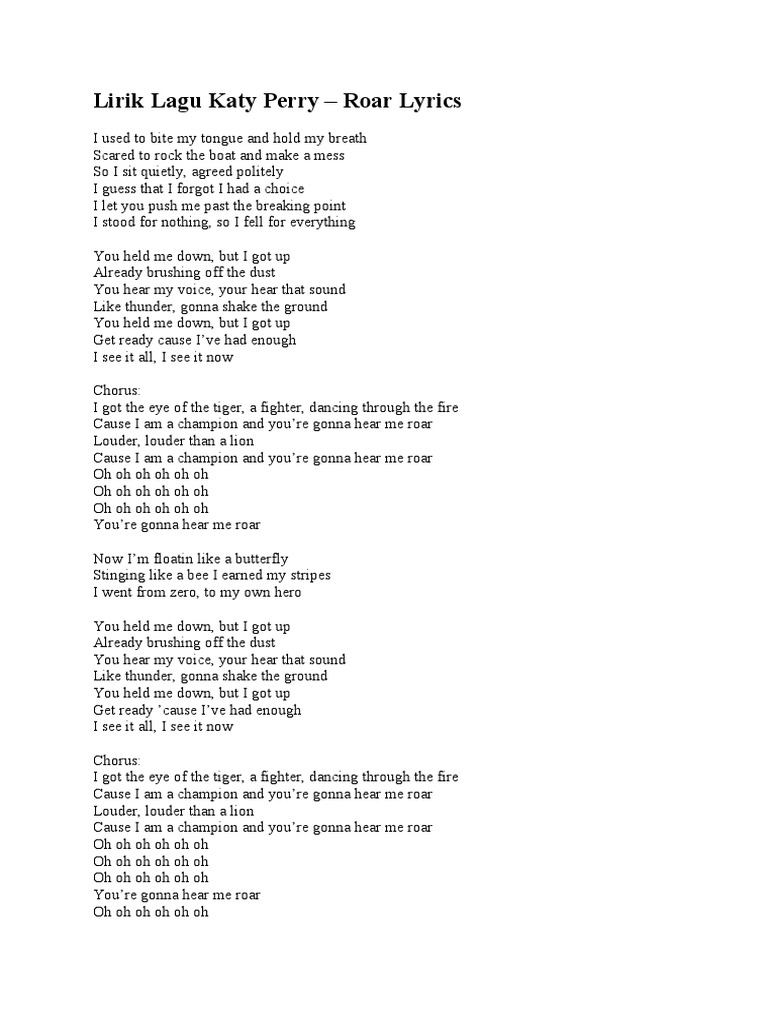 Eye Of The Tiger Lyrics Katy Perry