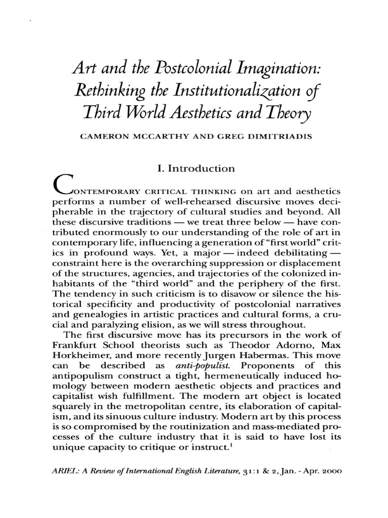Art and Post Colonial | PDF | Postcolonialism | Postmodernism