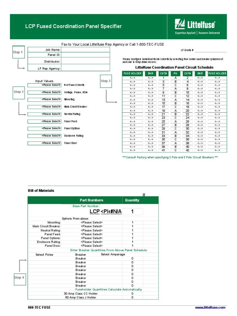 Littelfuse LCP Coordination Panel Specifier | PDF