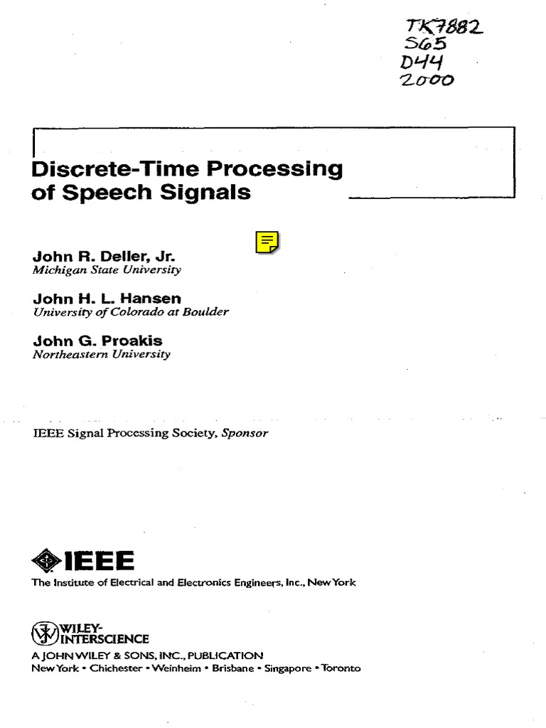 Discrete-Time Processing of Speech Signals | PDF | Language Arts ...