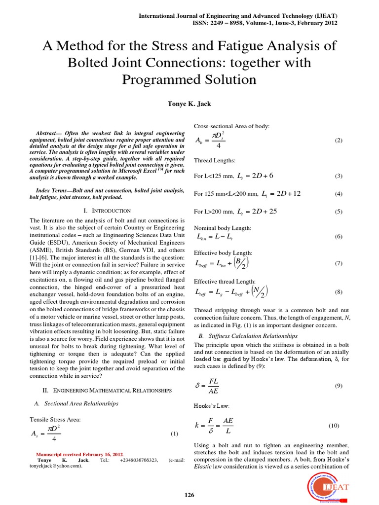 Fatigue Stress Analysis | PDF | Bending | Screw
