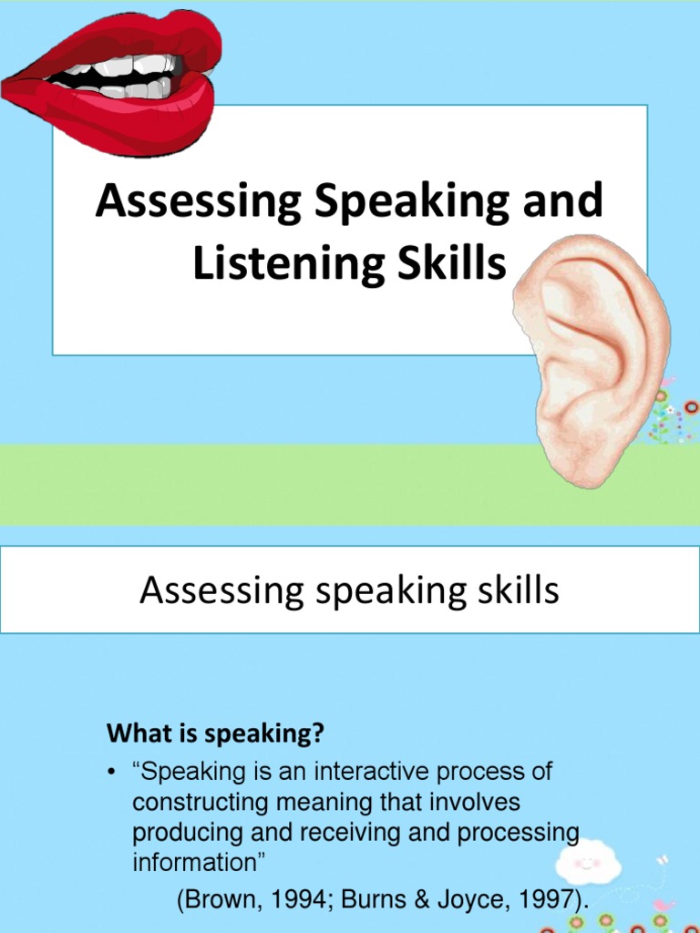 Assessing Speaking and Listening Skills | PDF | Question | Sentence ...