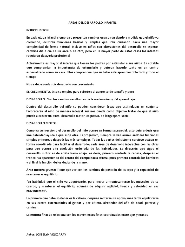 Areas Del Desarrollo Infantil | PDF | Aprendizaje | Cognición