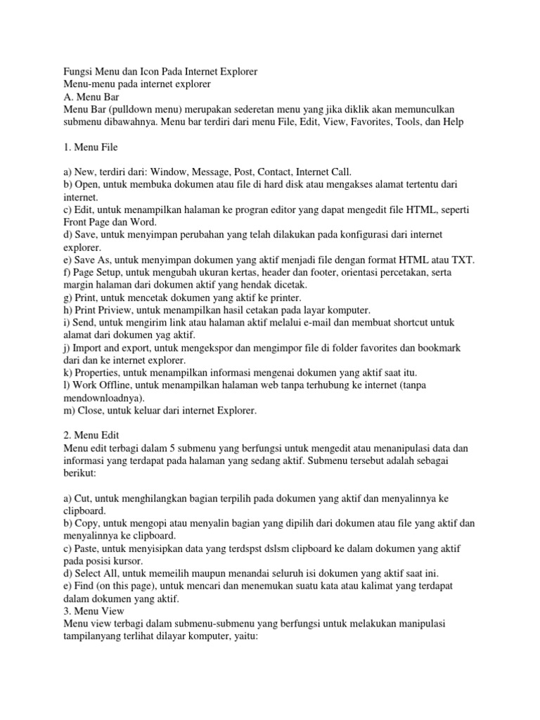 Fungsi Menu Dan Icon Pada Internet Explorer | PDF