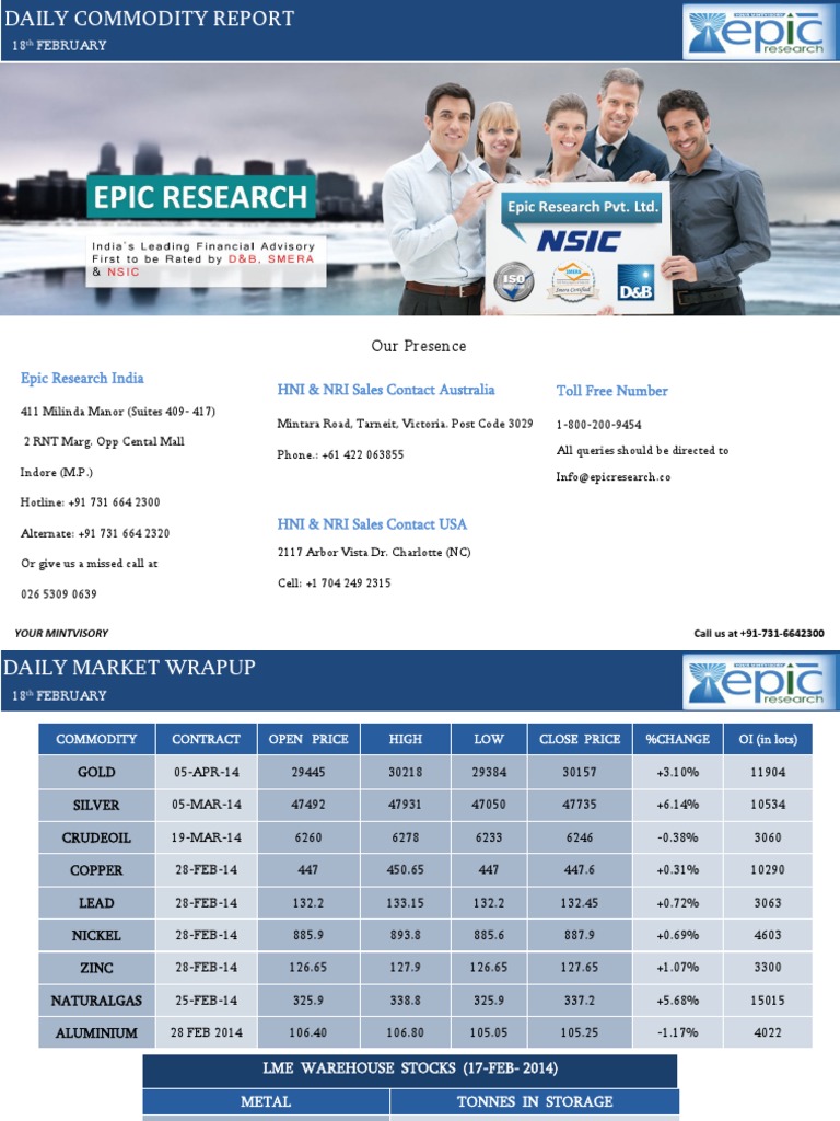 Daily Commodity Market Report 18 - Feb - 2014 by EPIC RESEARCH | PDF ...