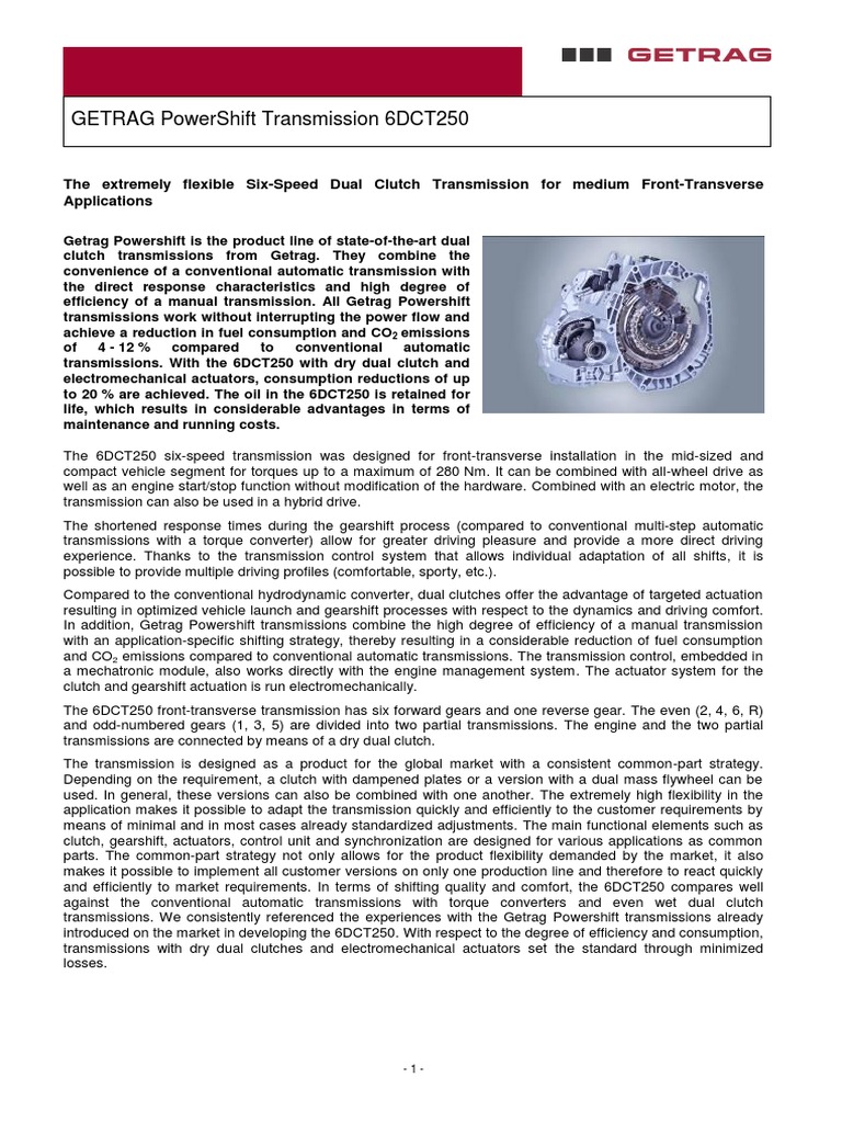 Press Information 6DCT250 | PDF | Transmission (Mechanics) | Automatic ...