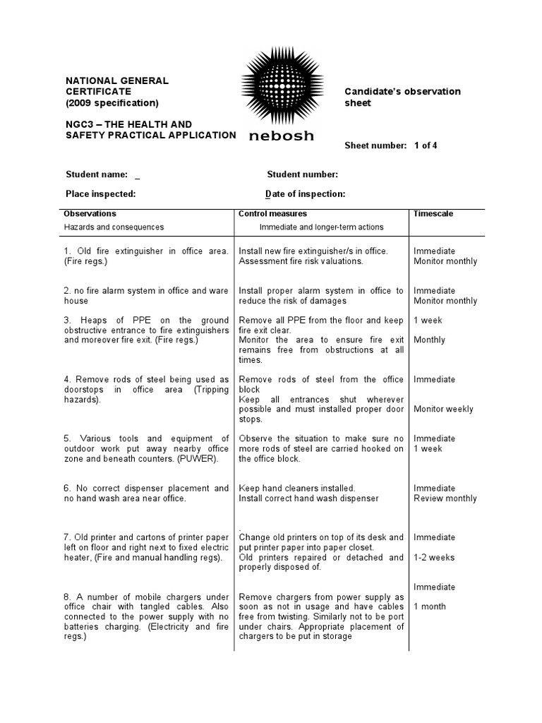 Observation Sheets | Architectural Elements | Building Engineering
