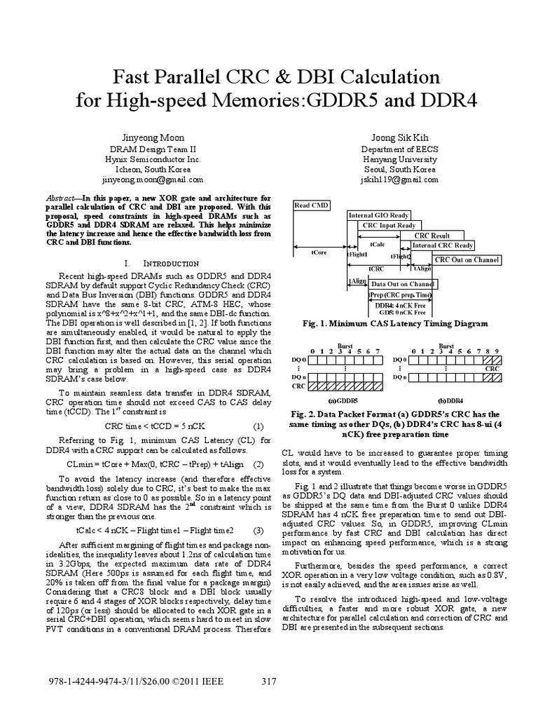 Fast Parallel CRC & DBI Calculation | PDF | Dynamic Random Access Memory | Mosfet