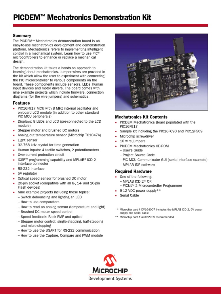Mechatronics Demonstration Kit | PDF | Pic Microcontroller | Microcontroller