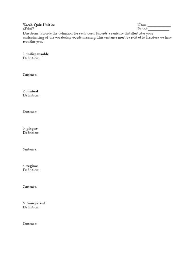 Vocab Unit 2cd | PDF