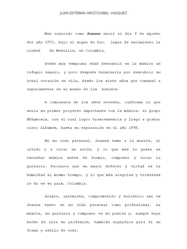 Juanes - Biografia | PDF