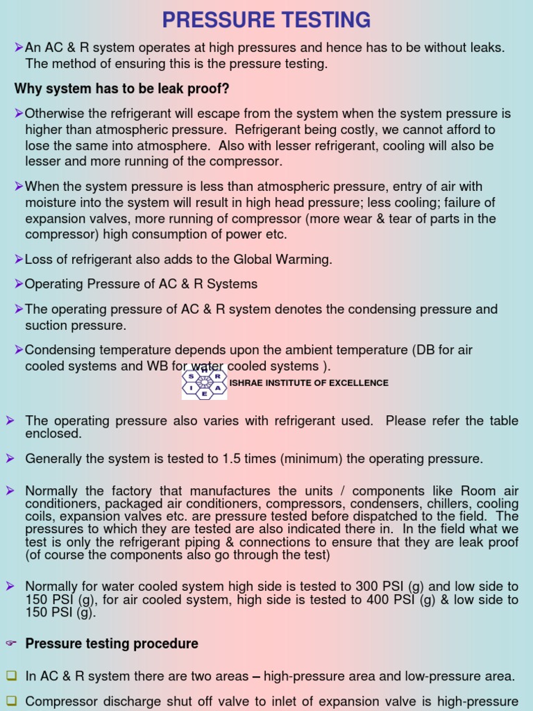 Pressure Testing | PDF | Air Conditioning | Gas Compressor