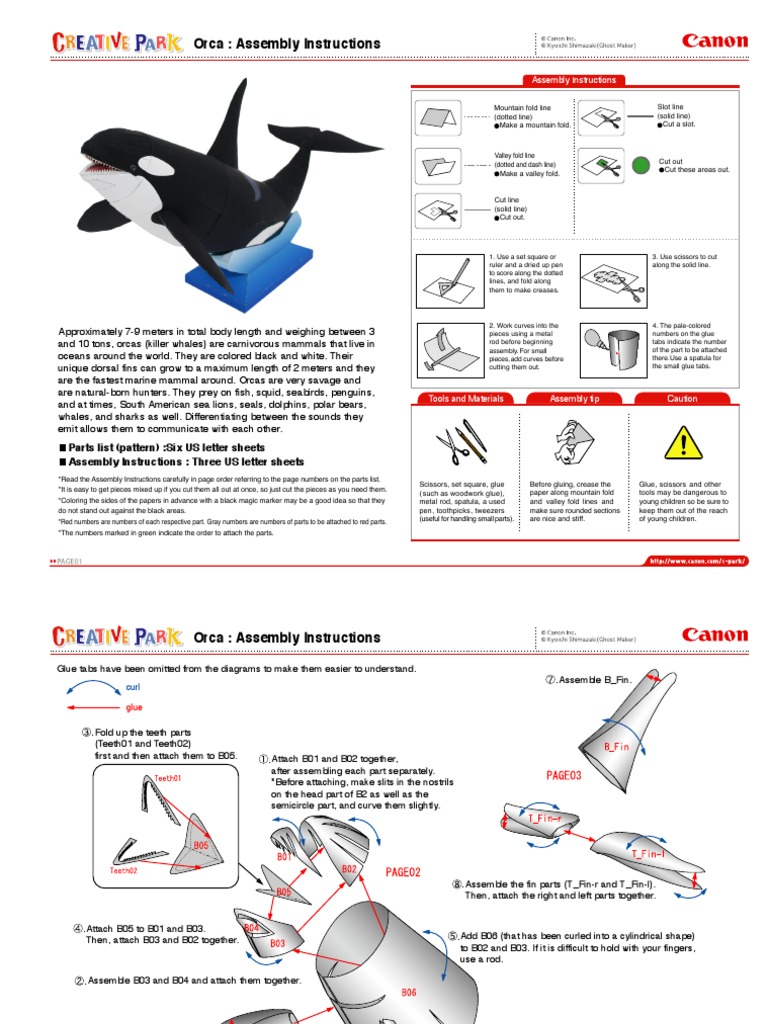 Orca: Assembly Instructions | PDF | Marine Vertebrates | Marine Mammals