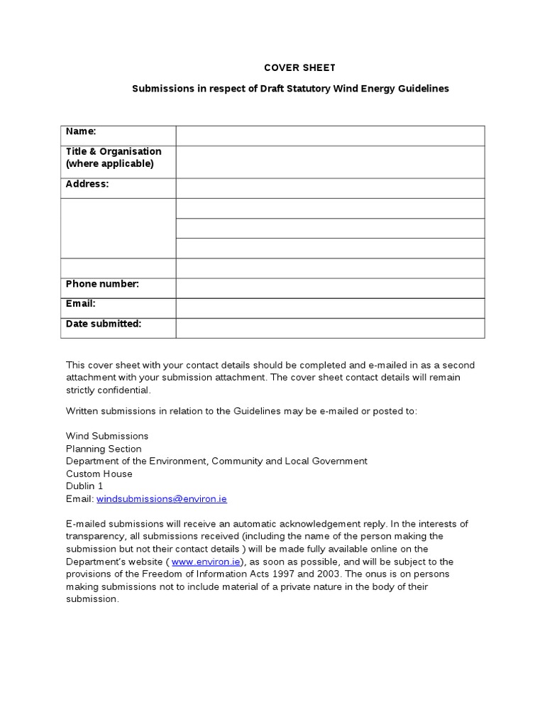 Coversheet Wind Energy Guidelines | PDF